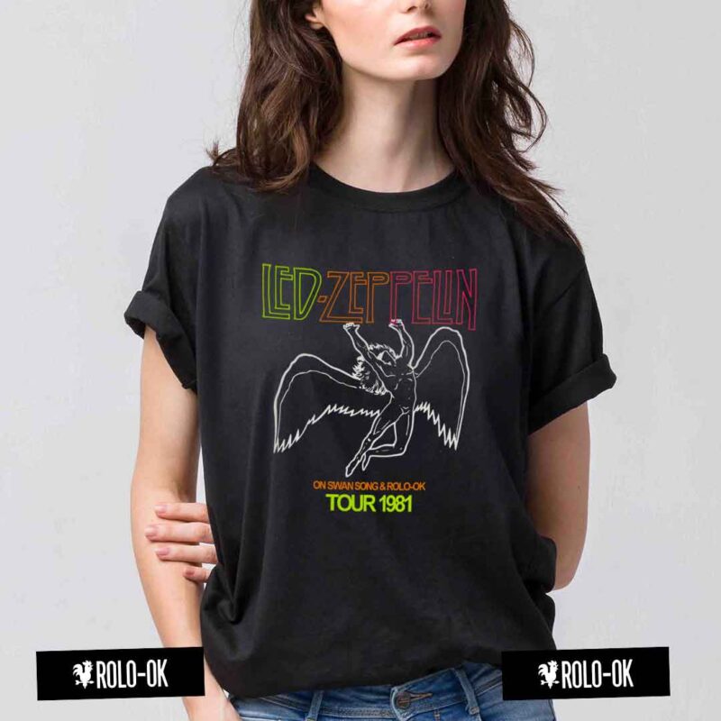 Led Zeppelin Angel 1981 camiseta Mujer Negra Rolo-ok - Rolo-OK